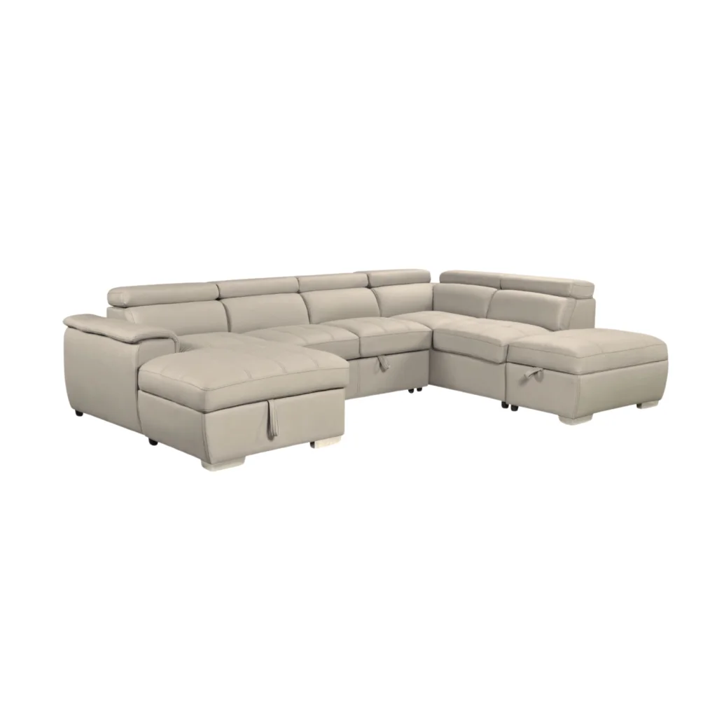 Plush Sleeper Modular Chaise Lounge - Mushroom – Home My Garden
