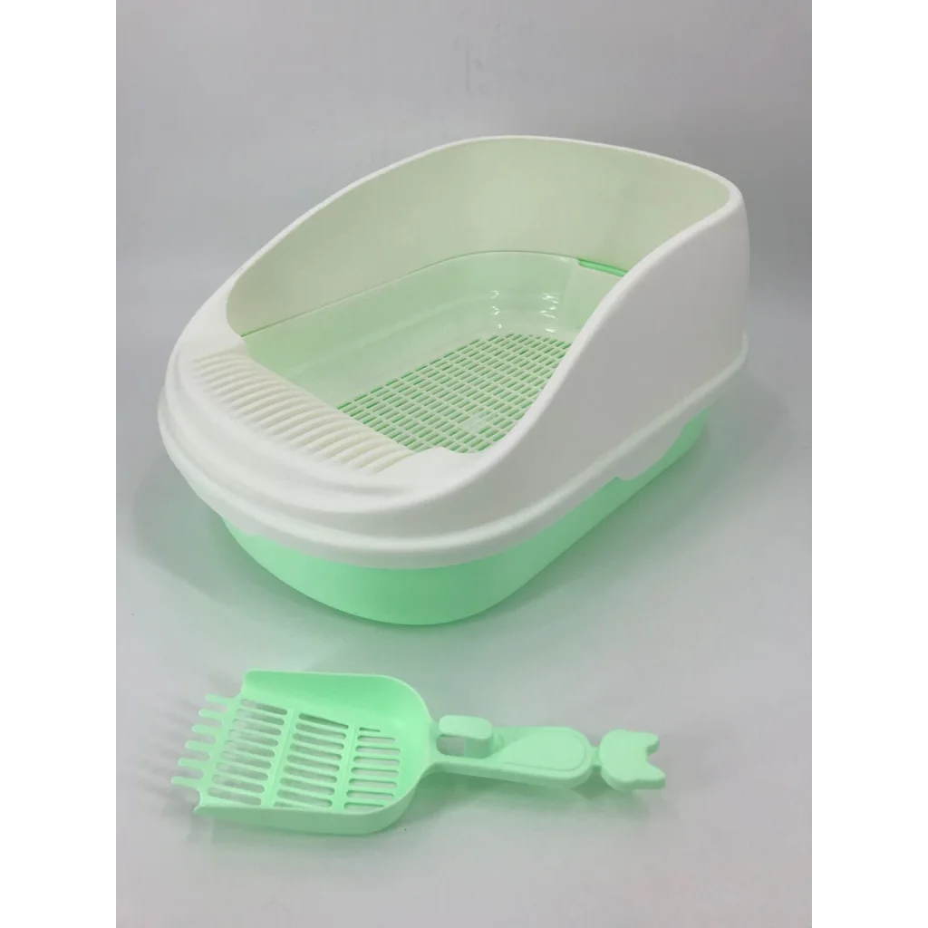 Portable Cat Toilet Litter Box Tray with Scoop & Grid Tray - Large Gre ...