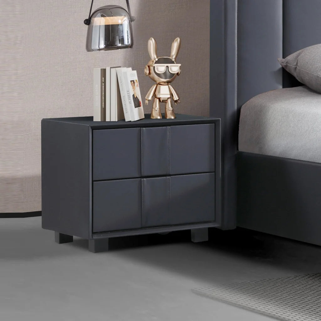 Prado Bedside Table MDF Construction Fabric Upholstery with Iron Feet ...