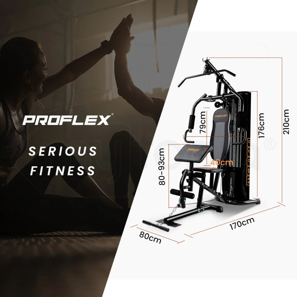 PROFLEX Multi-Station Home Gym Set with 98lbs Weight Plates- M8000 ...