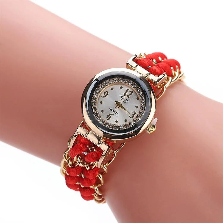 Quartz Wrist Watch with Knitting Rope Chain for Women - Red – Home My ...