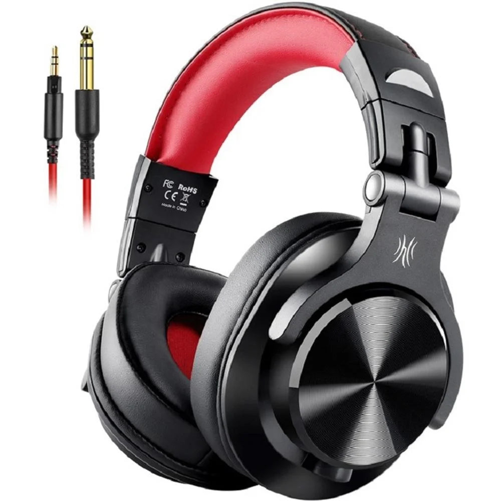 Red Black Wired Headphone With Noise Reduction & Mic – Home My Garden