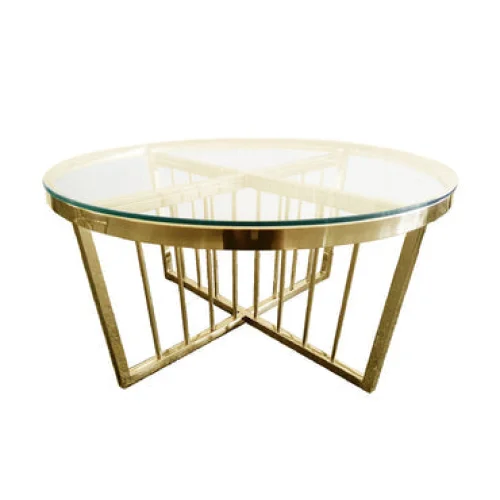 Salina Coffee Table 90cm Gold Base - Clear Glass – Home My Garden