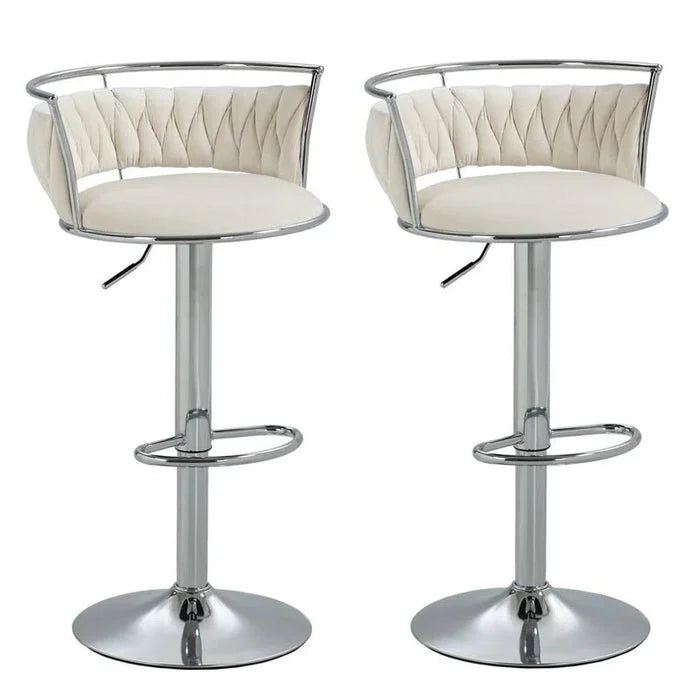 SERENITà Silver Swivel Upholstered Velvet Adjustable Height Counter St ...