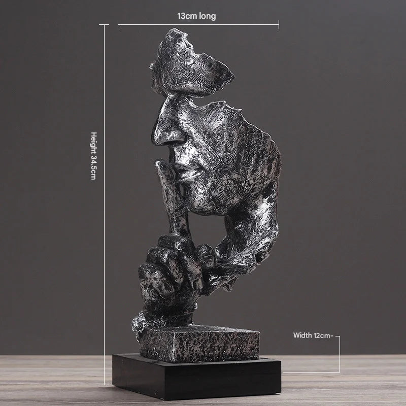 Silver Modern 'Silence is Golden' Abstract Sculpture - Nordic Resin Ar ...