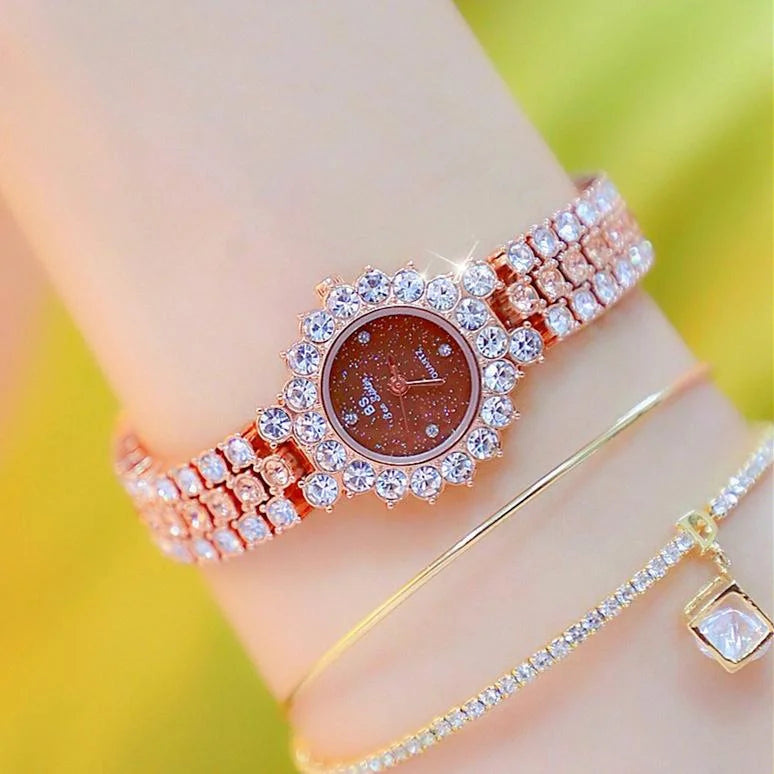 Sparkling Diamond Chain Watch for Women - Full of Elegance - Rose Coff ...