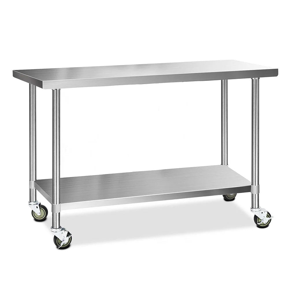 Stainless Steel Kitchen Benches Work Bench Food Prep Table with Wheels ...