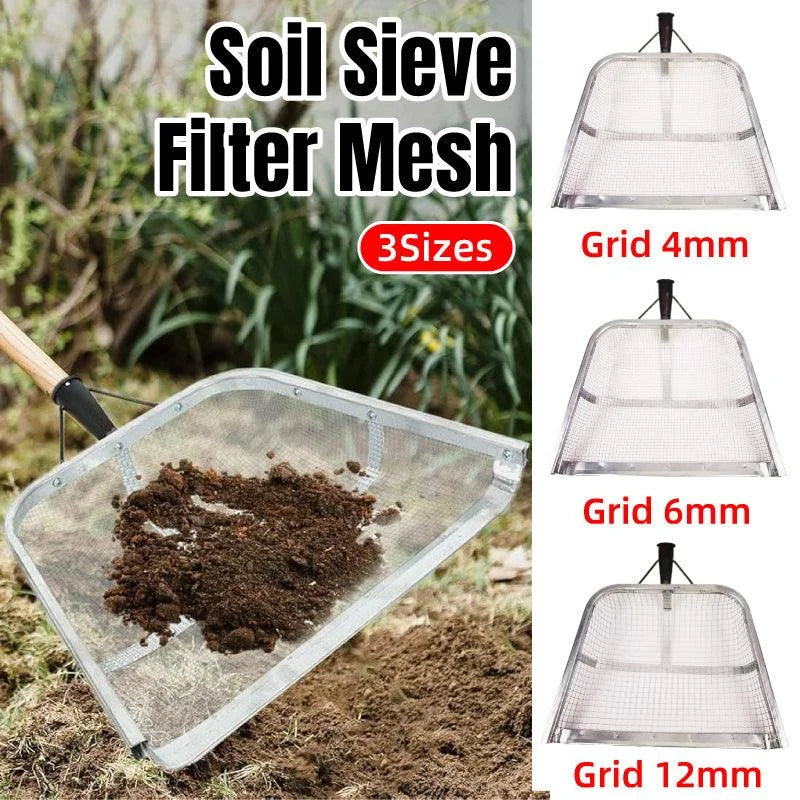 Stainless Steel Soil Sifter Drain Shovel Gardening Mesh Screen Filter ...