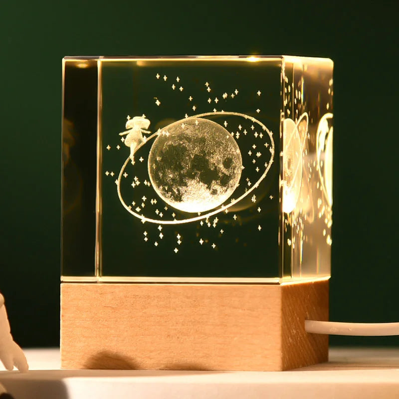 Stroll through the starry sky Luminous 3D Crystal Cube Night Light - L ...