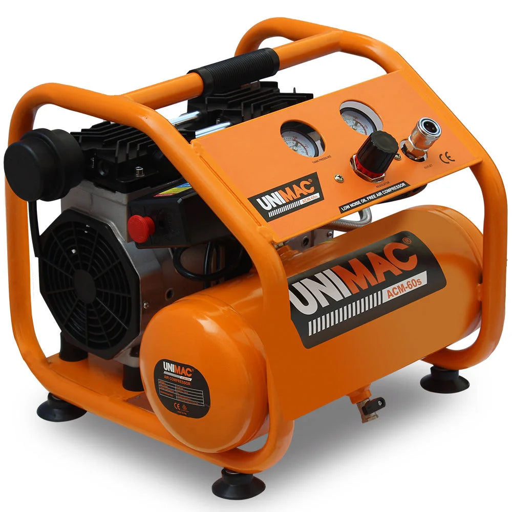 Unimac 1.5HP 6L Silent Oil-Free Portable Electric Air Compressor, for ...