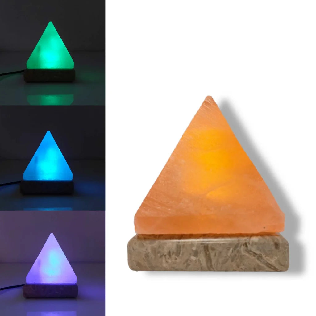 USB Colour Changing Himalayan Salt Lamp - Pyramid Shape Pink Rock LED ...