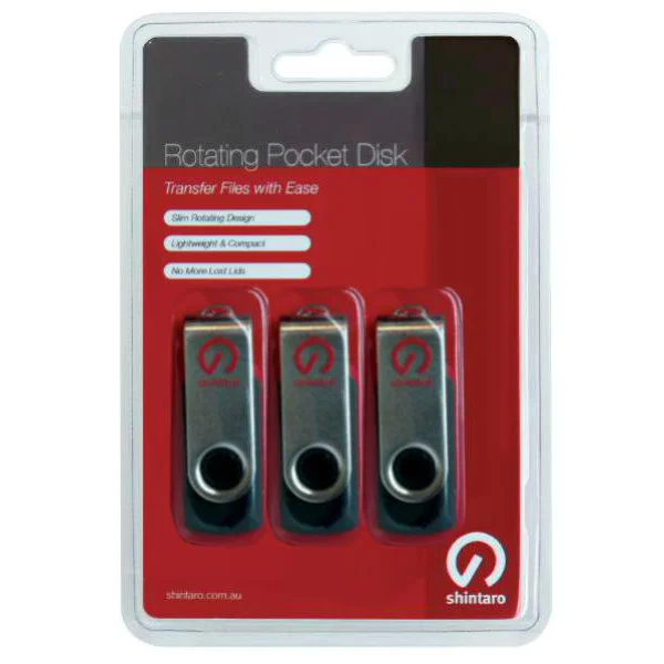 USB Flash Drive 16GB Rotating Pocket Disk Set of 3 USB 2.0 Shintaro ...