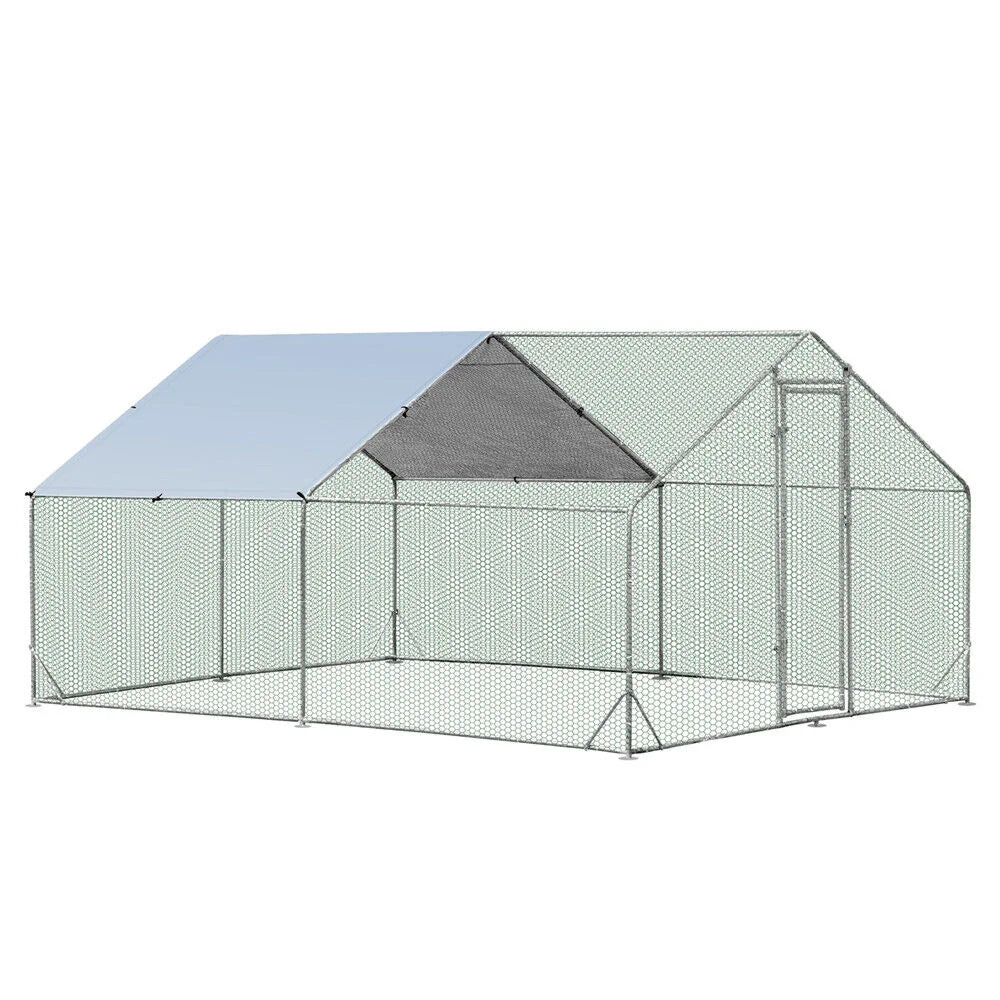 VaKa Metal Walk-in Chicken Coop Rabbit Hutch Cage Hen House Chook 3x4x ...