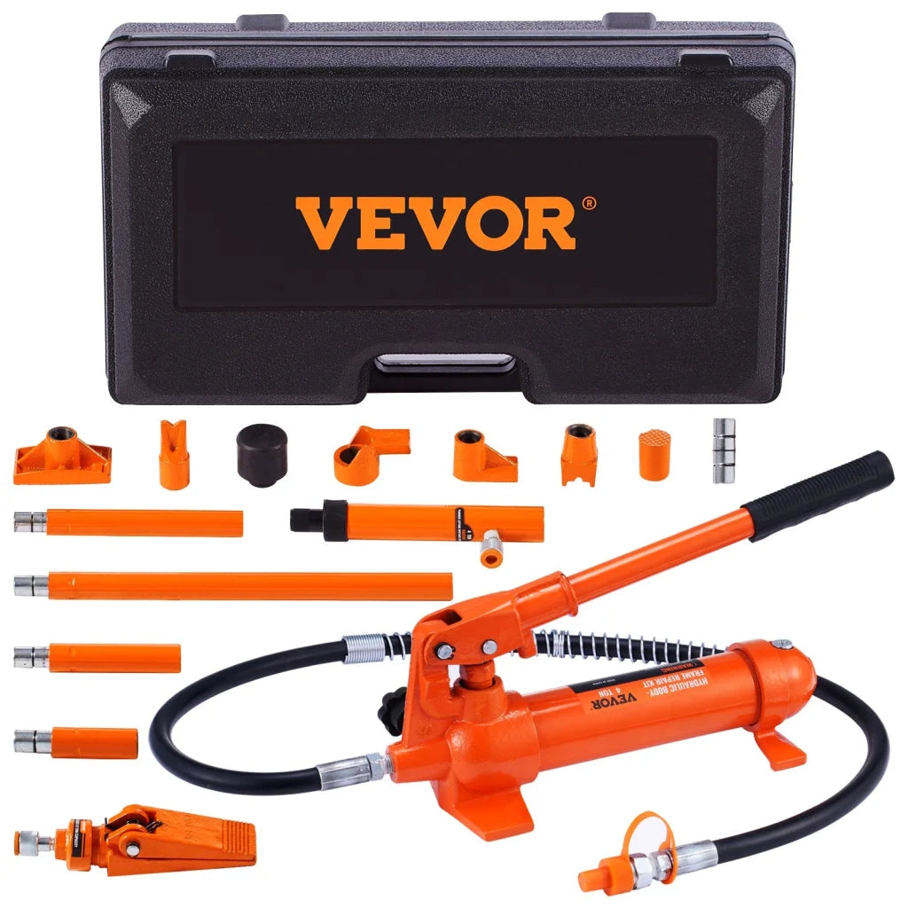 VEVOR 4 Ton Porta Power Kit, Portable Hydraulic Jack with 3.9 ft/1.2 m ...