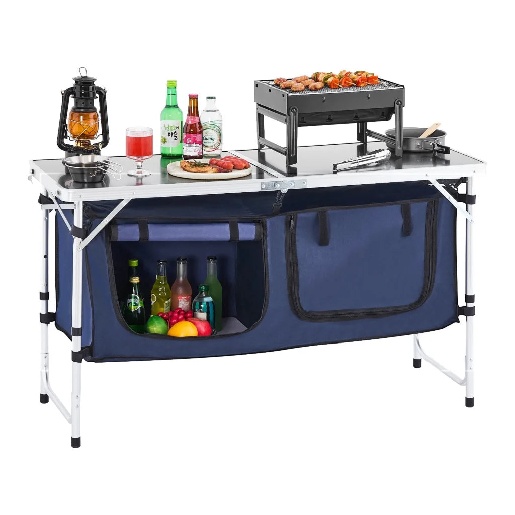 VEVOR Camping Kitchen Table, Folding Outdoor Cooking Table, 3 Adjustab ...