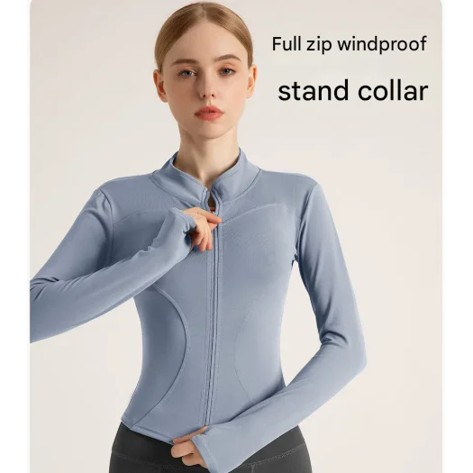 XL Blue High-Stretch Slim Fit Yoga Jacket - Full Zip Workout Sports Ja ...