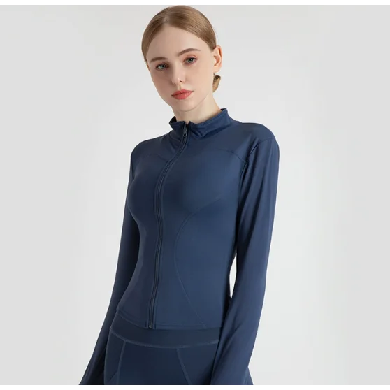 XXL Blue High-Stretch Slim Fit Yoga Jacket - Full Zip Workout Sports J ...